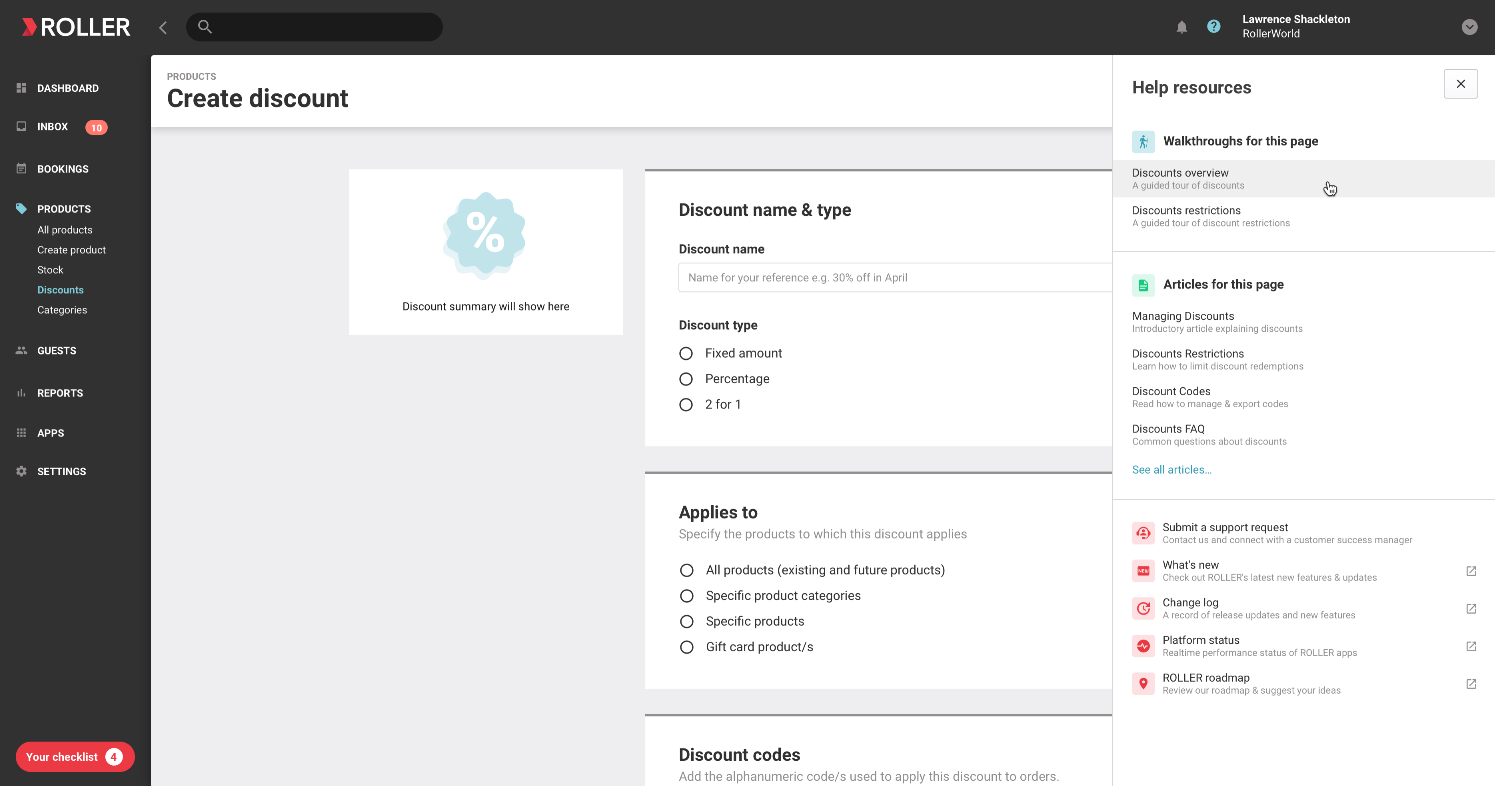 In-App help resources